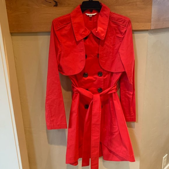 CAbi | Jackets & Coats | Cabi Poppy Red 334 Convertible Trenchcoat Size ...